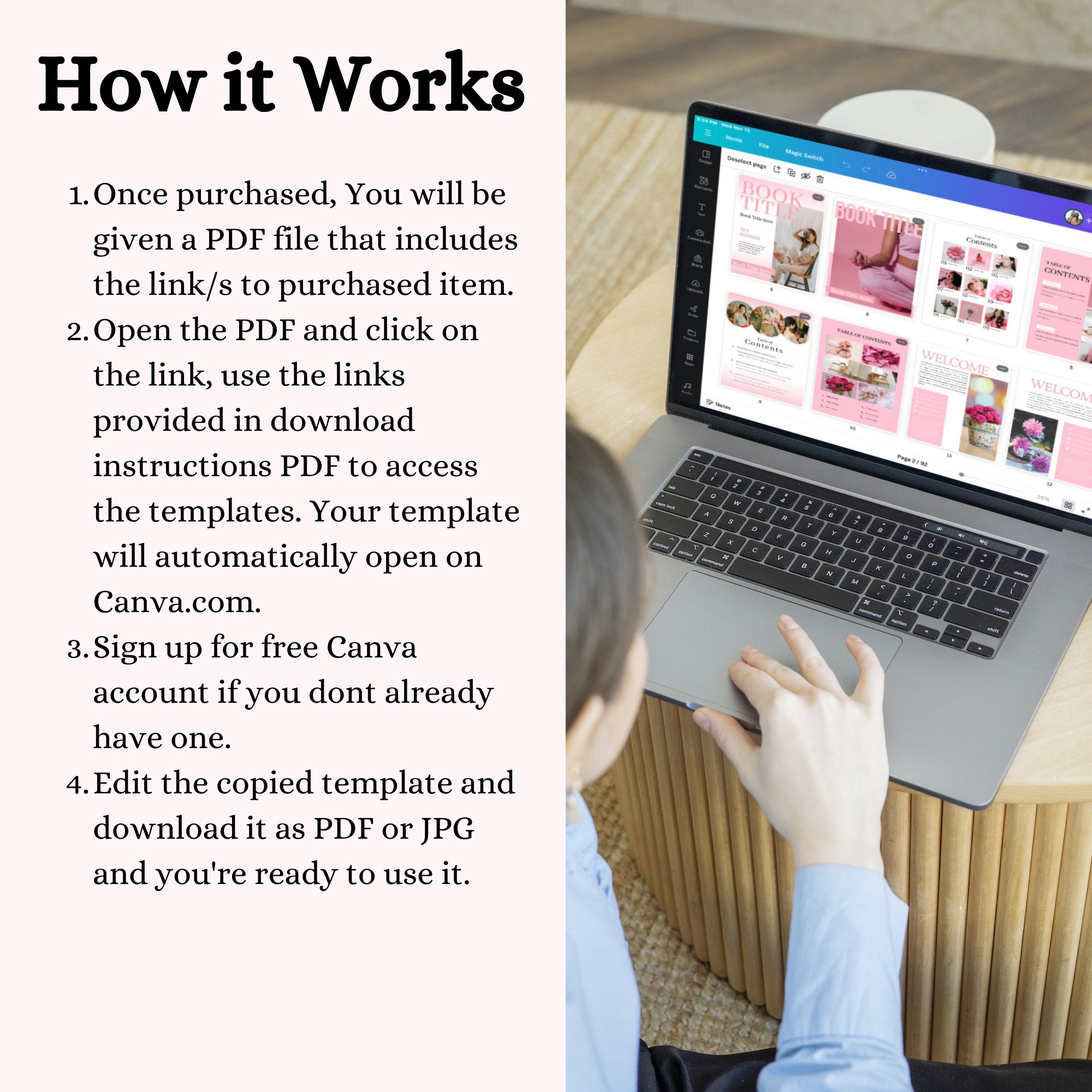 Editable Pink Ebook Template, Canva Template, Beauty Workbook Template ...