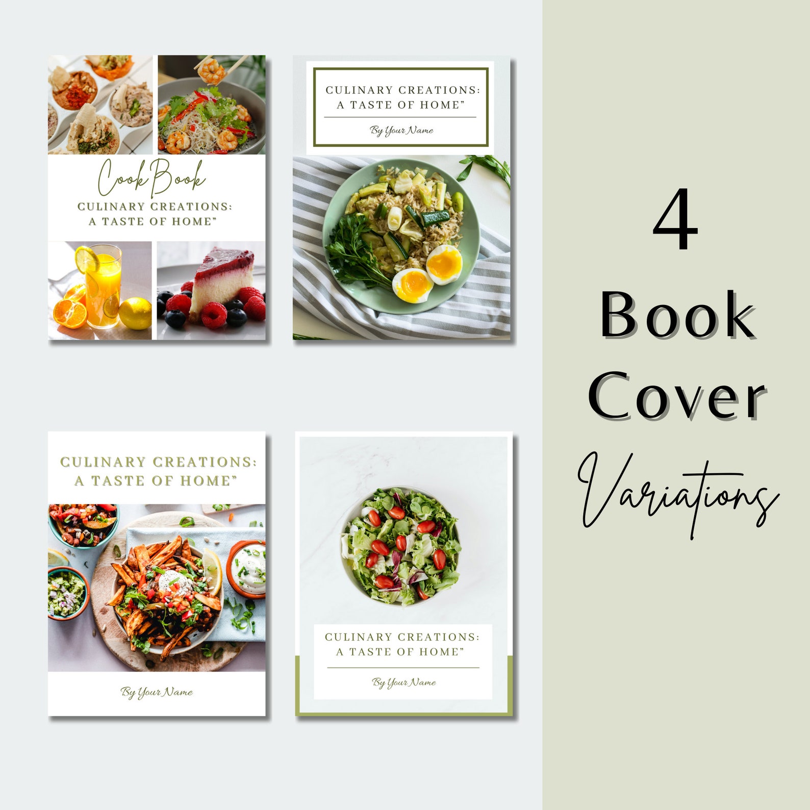 Cookbook Template, Green Recipe Book Template, Printable Recipe Ebook ...