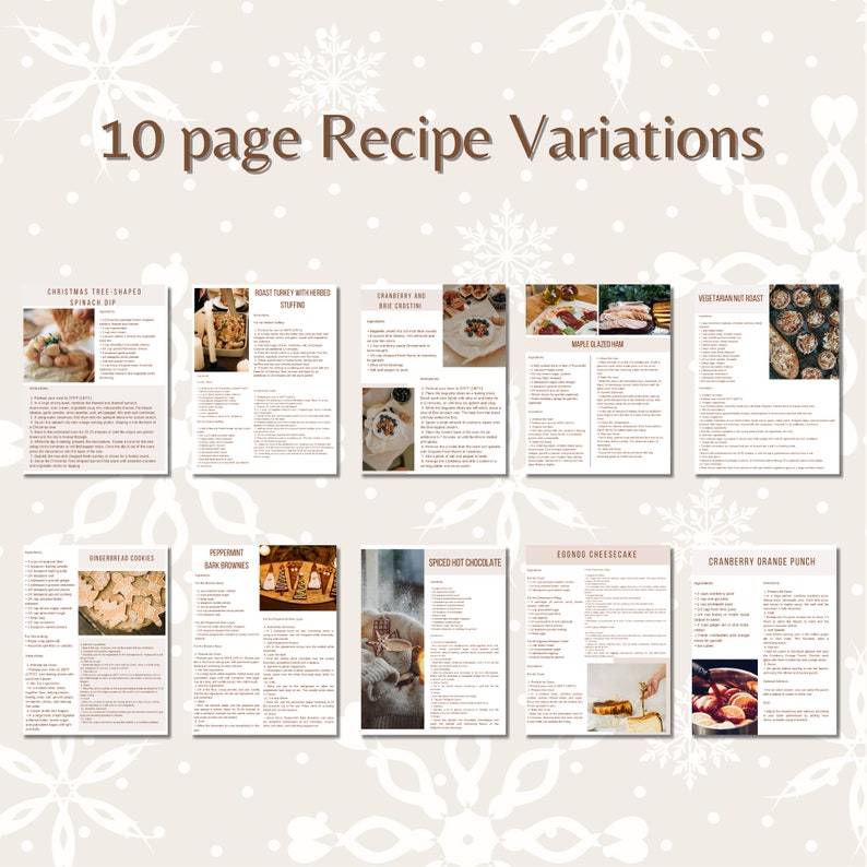 Christmas Cookbook Template, Holiday Recipe Template, Minimalist ...