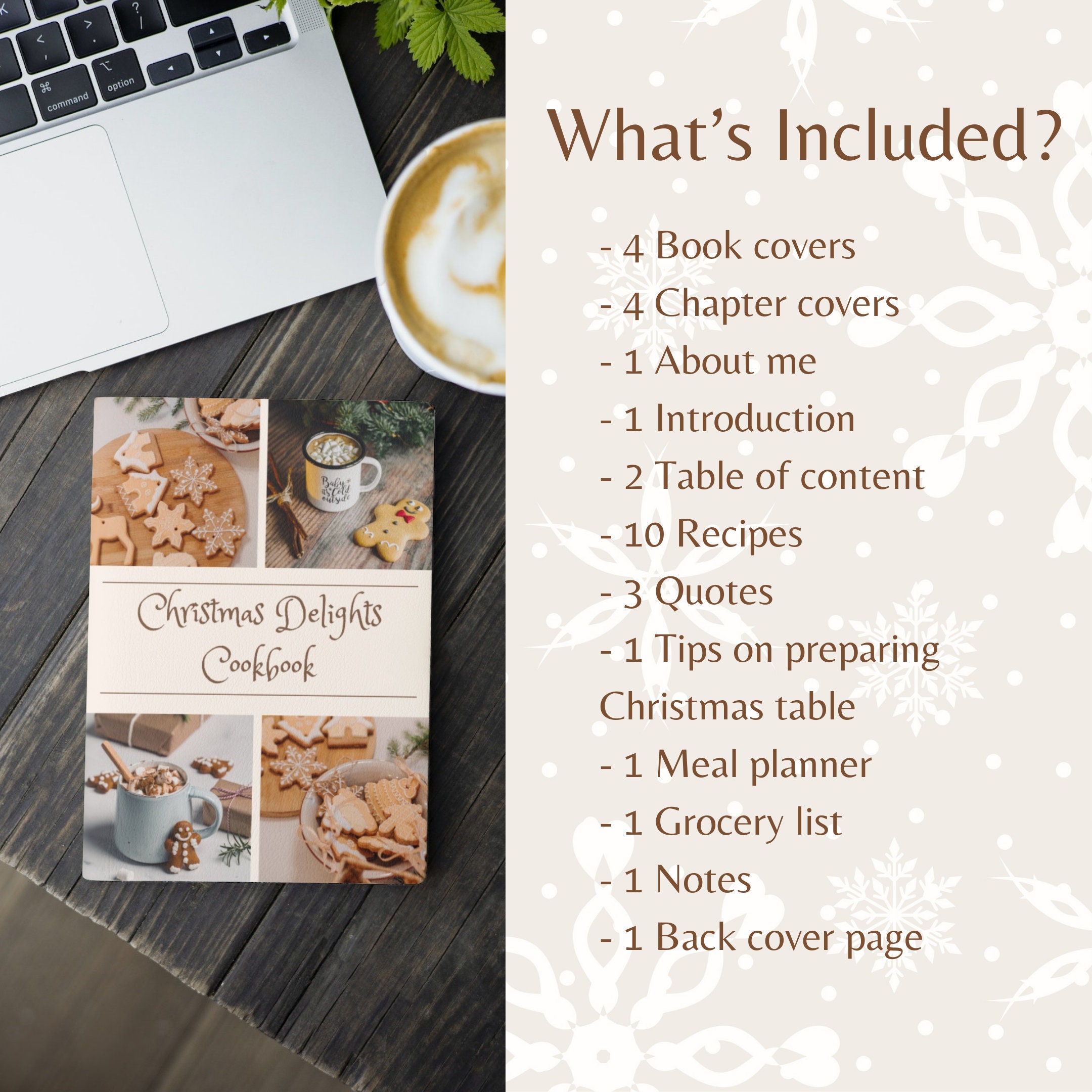 Christmas Cookbook Template, Holiday Recipe Template, Minimalist ...