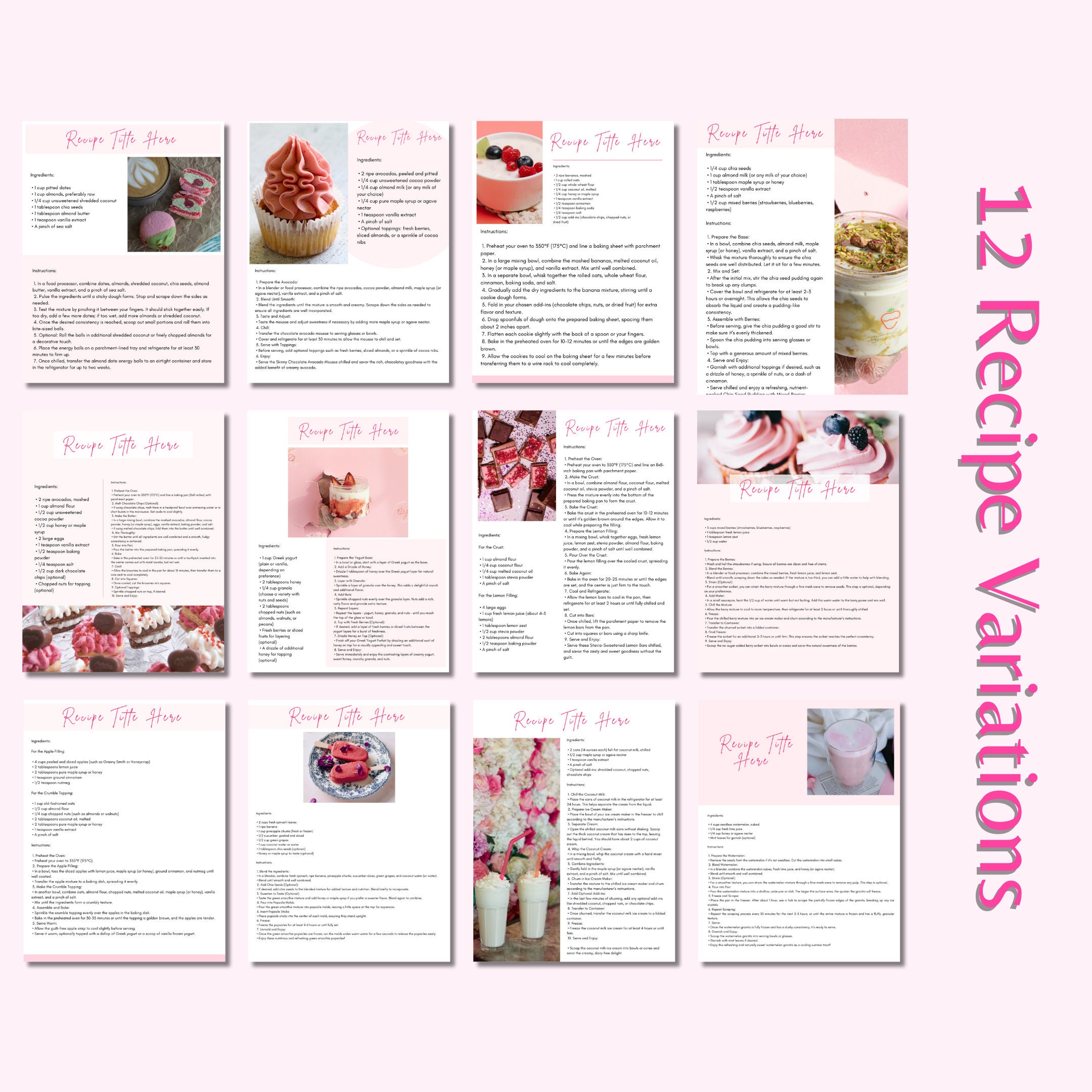 Cookbook Template | Dessert Recipe Book Template | Cook Book Template ...