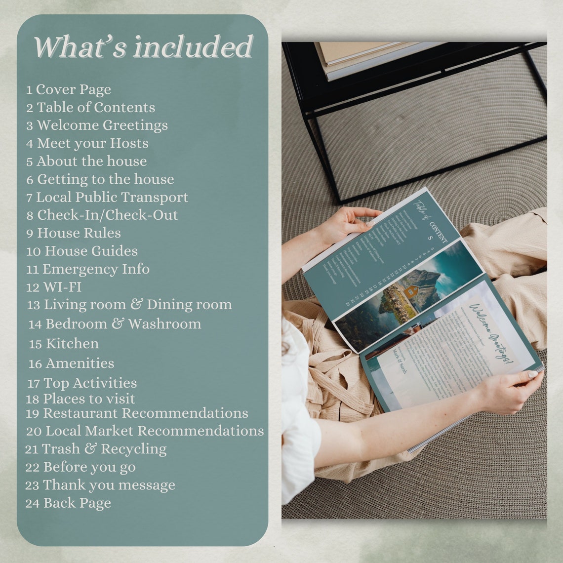 Airbnb Welcome Book Template Canva Elegant Airbnb House Guide Nature ...