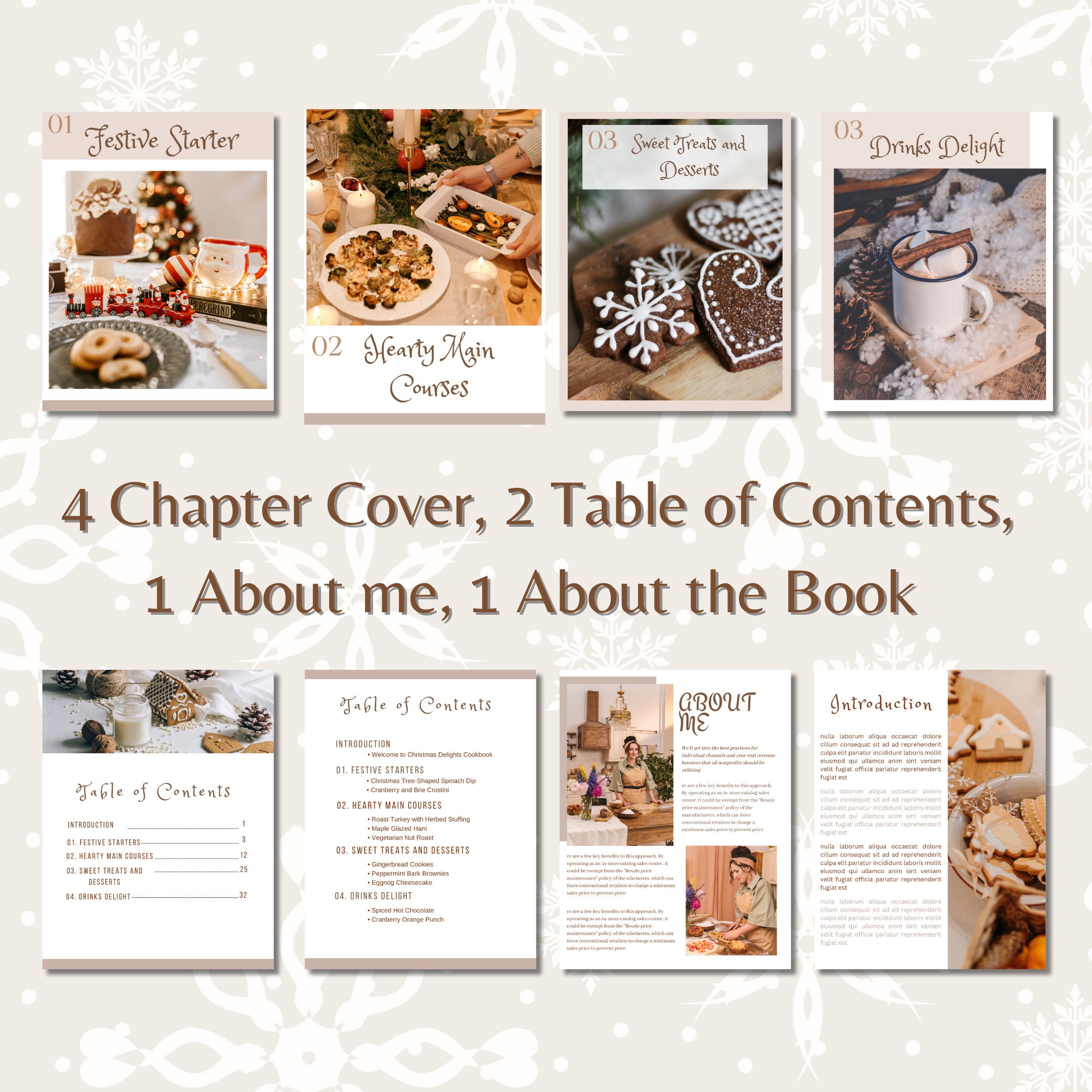 Christmas Cookbook Template, Holiday Recipe Template, Minimalist ...