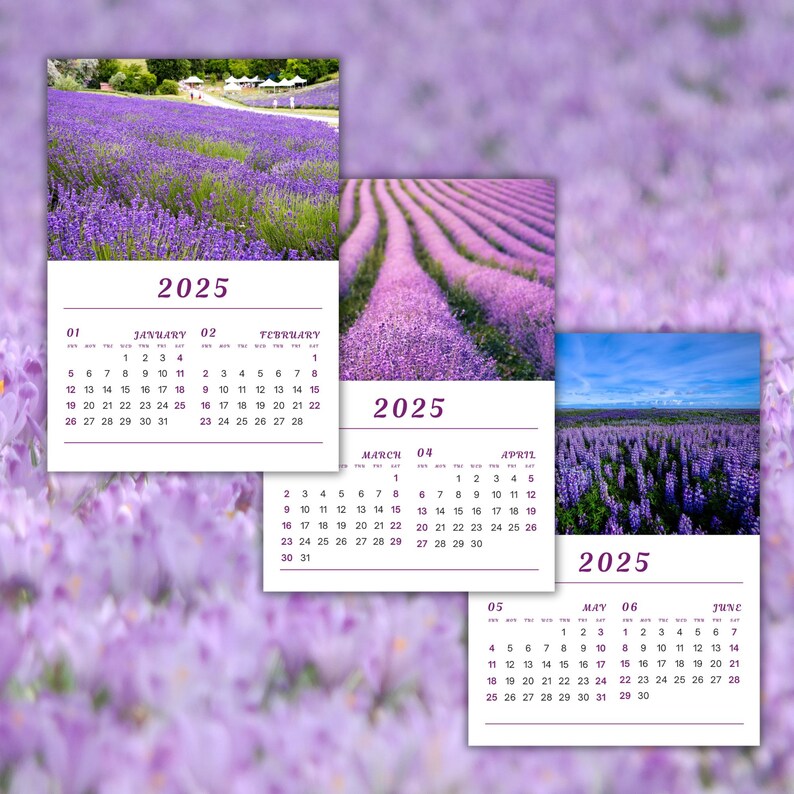 Printable 2025 Calendar, Purple Calendar, Nature Scenery Calendar ...