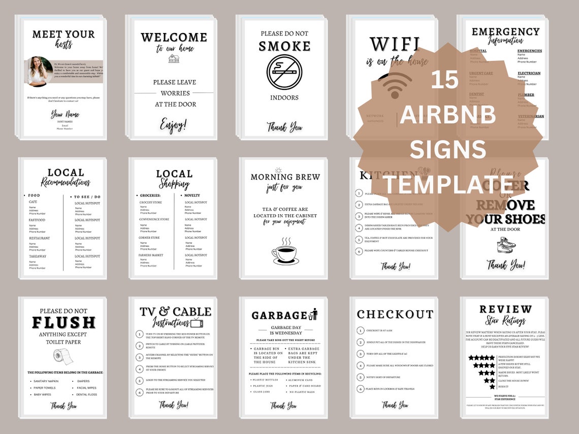 Airbnb Signs Bundle, Airbnb House Signs, Airbnb Welcome Sign, Airbnb ...