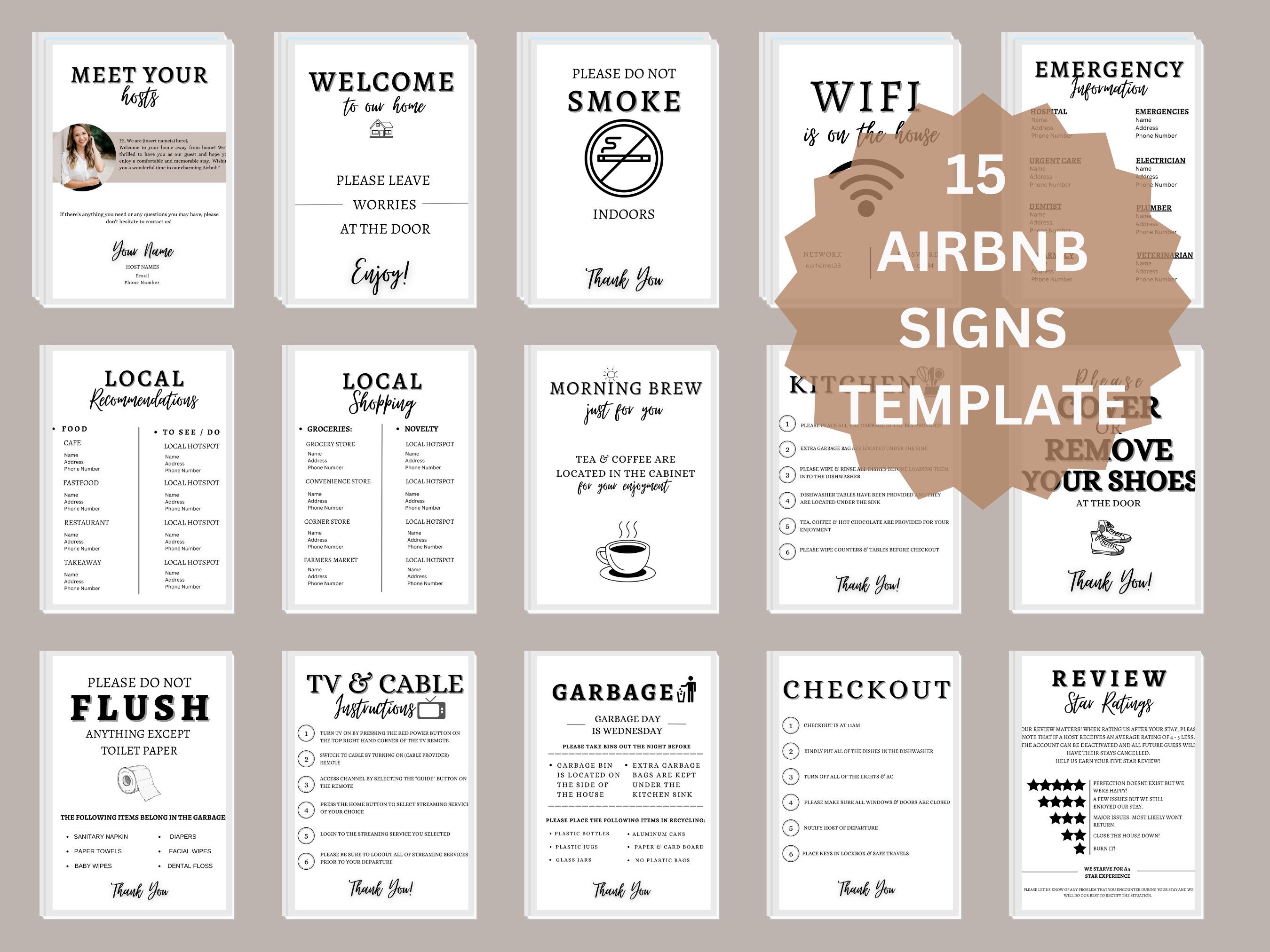 Airbnb Signs Bundle, Airbnb House Signs, Airbnb Welcome Sign, Airbnb ...