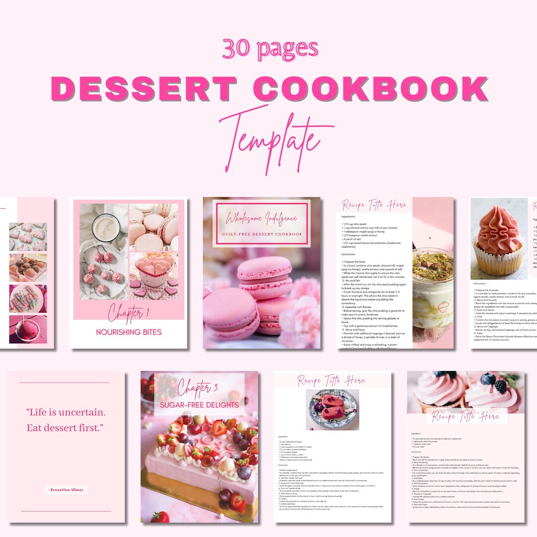 Cookbook Template | Dessert Recipe Book Template | Cook Book Template ...
