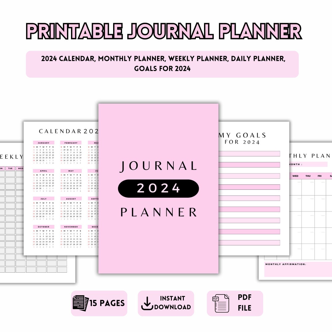 2024 Journal Planner Printable, Monthly Planner, Weekly Planner, Daily ...