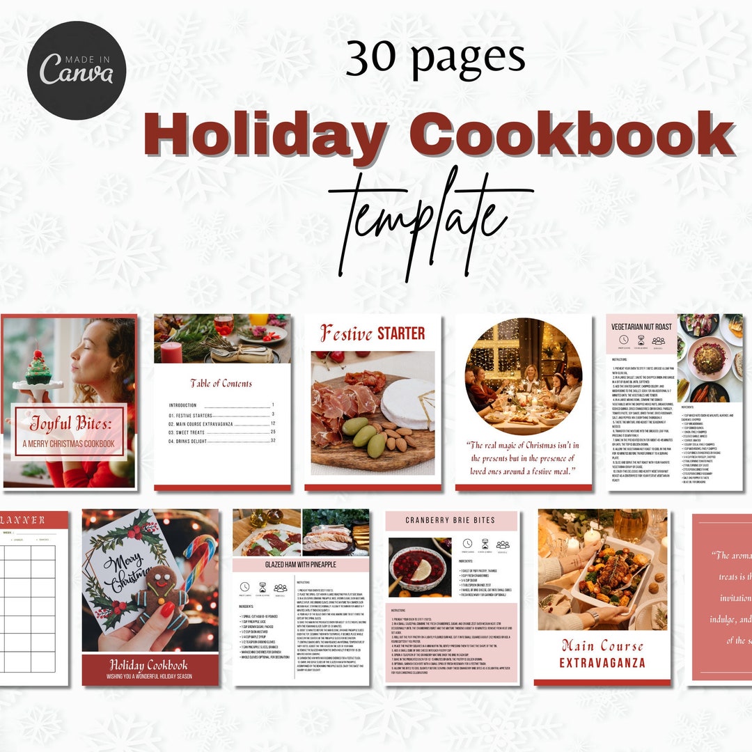 Christmas Cookbook Template, Holiday Recipe Template, Holiday Cookbook ...
