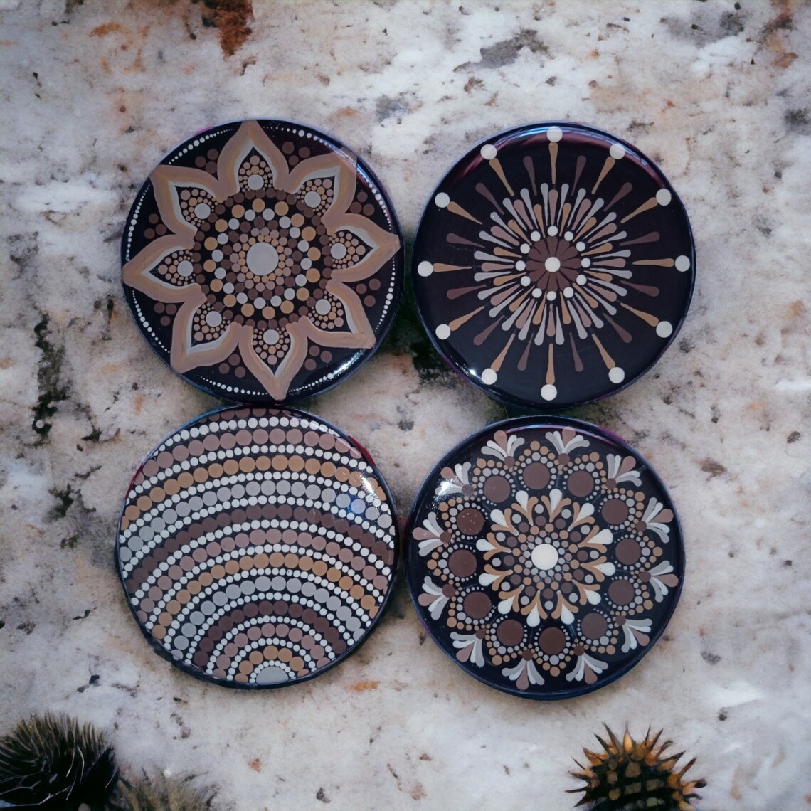 Mandala Coasters Beige Brown White Neutral Wooden Coasters - Etsy