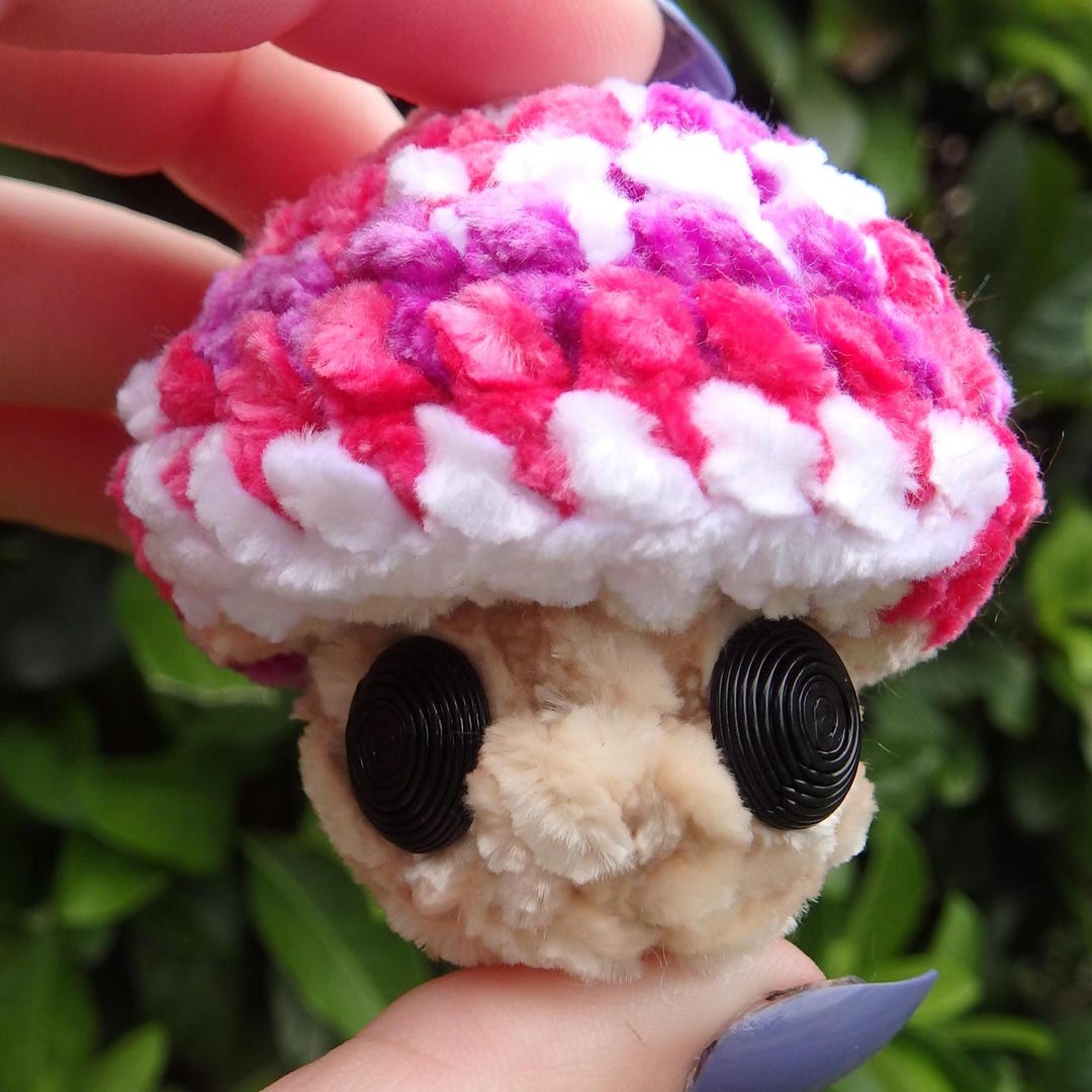 Pink, White and Purple Crochet Mushy Pop, Crochet Popping Mushroom. - Etsy