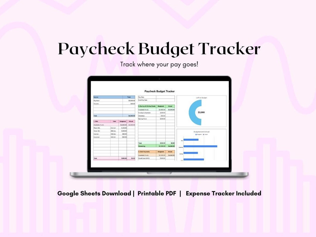 2025 Budget by Paycheck Tracker | Built in Expenses Tracker | Google ...