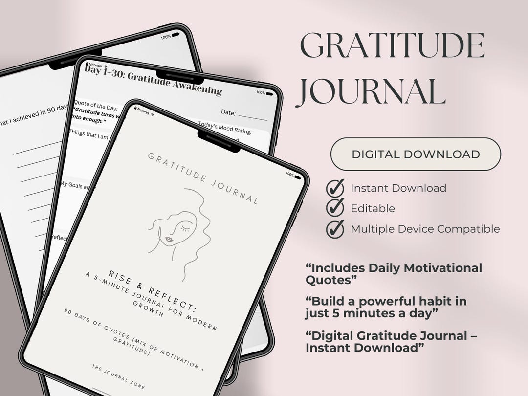 Gratitude Journal | Daily 5-minute Reflection Journal | Mindfulness ...