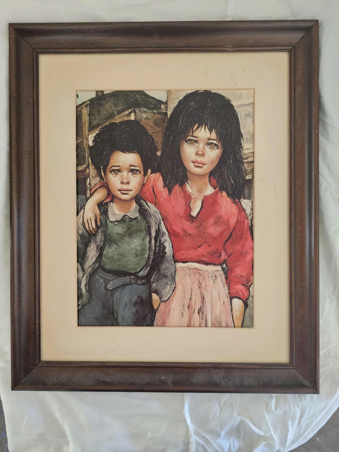 Framed Vintage Art Print brother and Sister by Etienne Roth, 1960s Mid ...