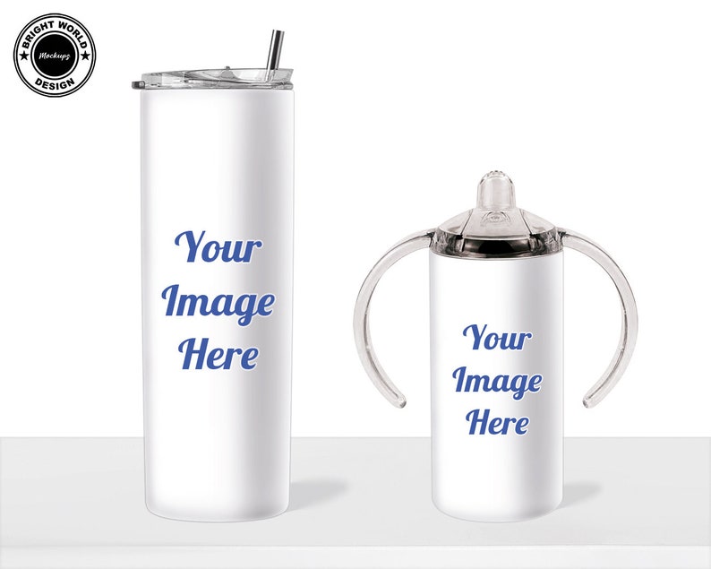 Tumbler and Sippy Cup Mockup | Transparent PNG | 20oz Tumbler | 12oz ...