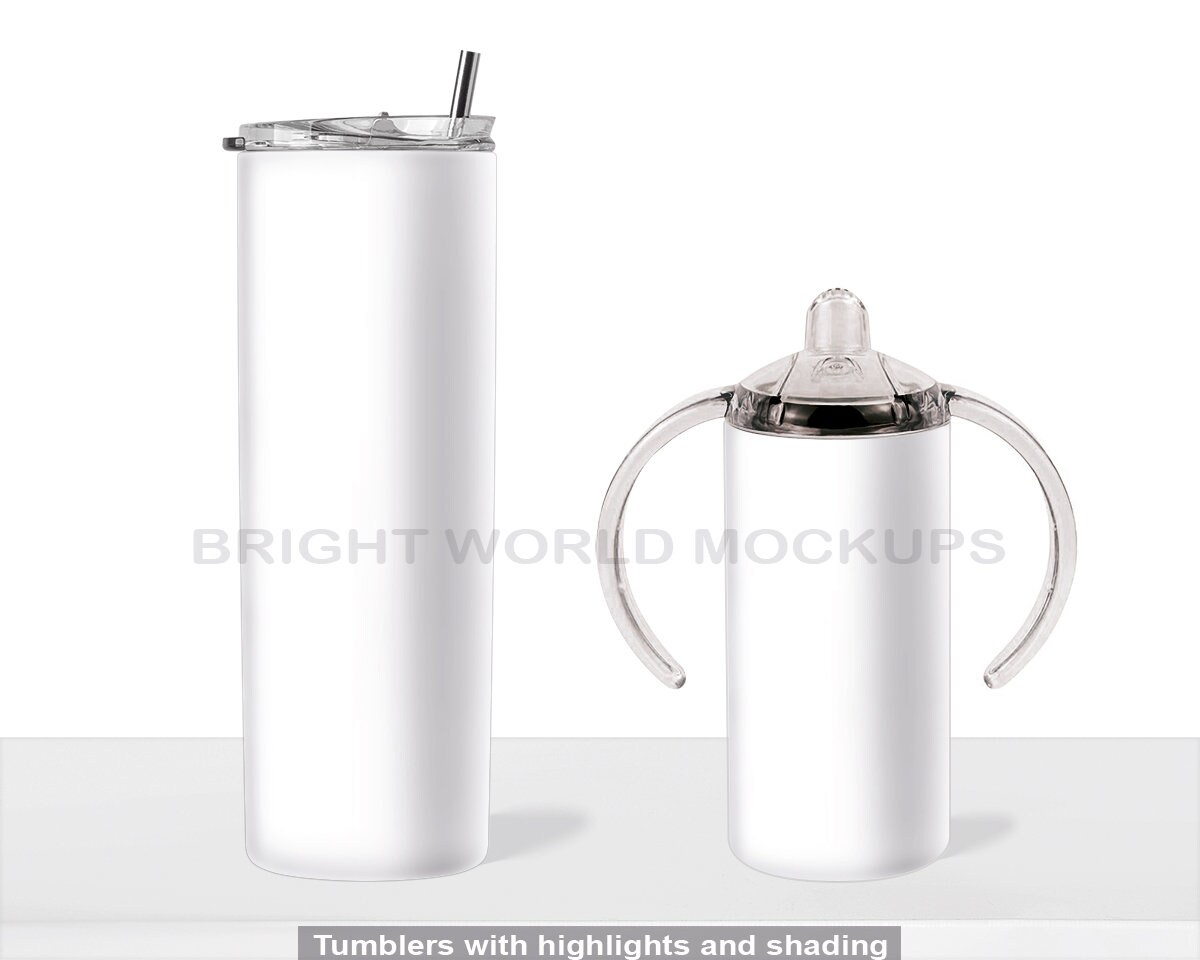 Tumbler and Sippy Cup Mockup Transparent PNG 20oz Tumbler 12oz Sippy ...