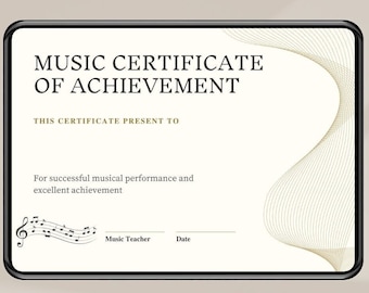 Music Certificates, Achievement Award, Printable Music Awards, PDF ...