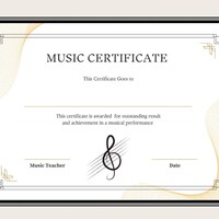 Kids Fully Editable Music Certificate - Etsy