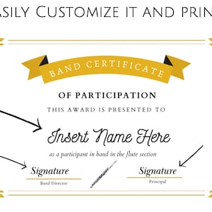 Band Editable Certificates! Mega Pack-21 Certificates: Woodwind, Brass ...