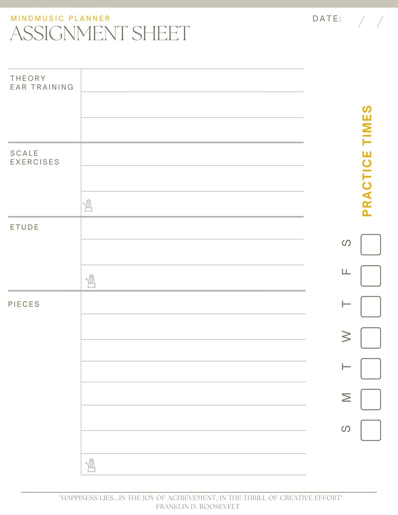 Music Digital Planner, New Sheet and New Covers, Monthly Assignment ...