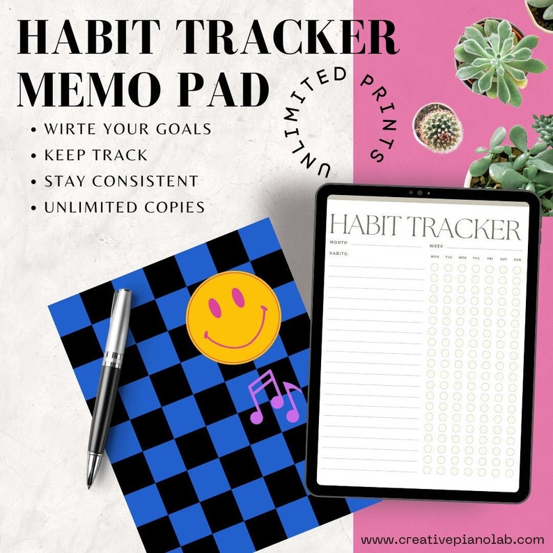 Monthly Habit Tracker Printable Portrait, Habit Tracker Template ...