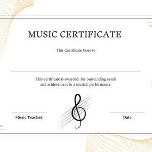 Music Certificates, Bundle, 3 Certificates, FULLY Editable, Achievement ...