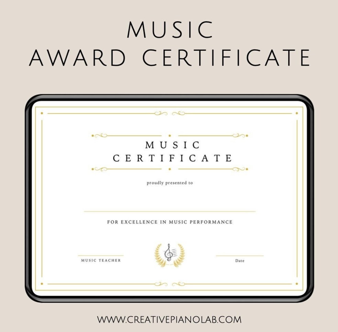 Music Certificates, Achievement Award, Printable Music Awards, PDF ...