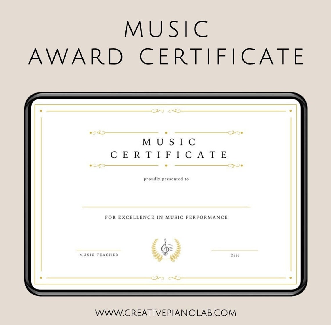 Music Certificates, Achievement Award, Printable Music Awards, PDF ...
