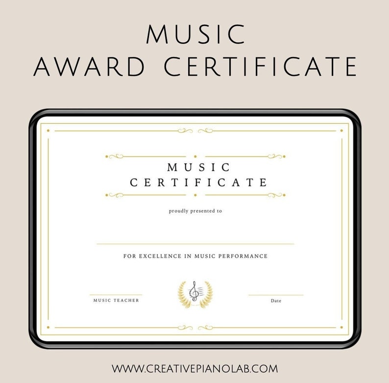 Music Certificates, Achievement Award, Printable Music Awards, PDF ...