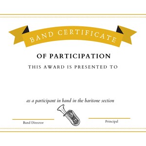 Band Editable Certificates! Mega Pack-21 Certificates: Woodwind, Brass ...