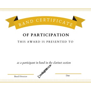 Band Editable Certificates! Mega Pack-21 Certificates: Woodwind, Brass ...