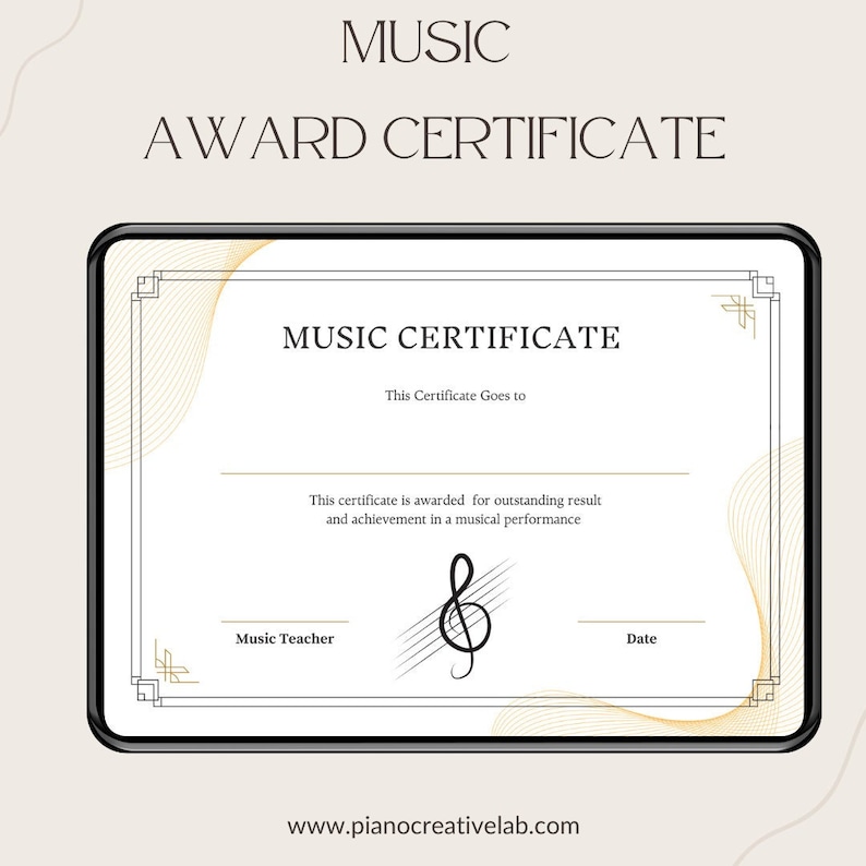 Music Certificates, Achievement Award, Printable Music Awards, PDF ...