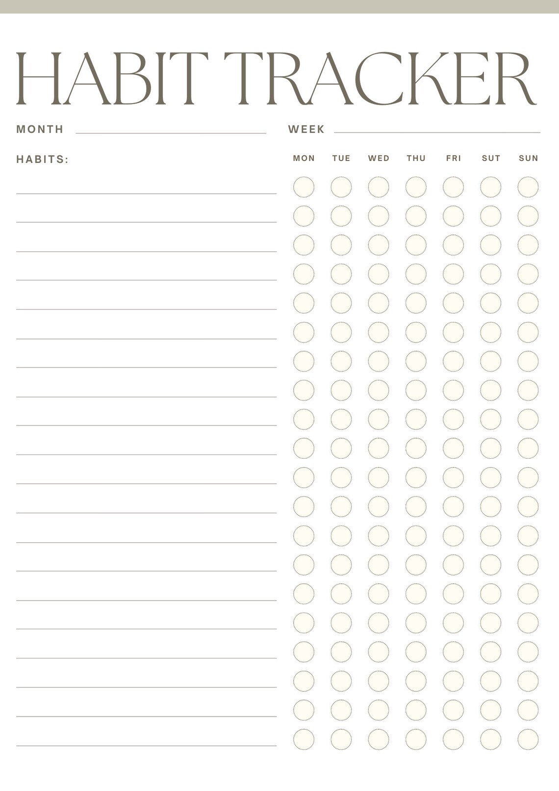 Monthly Habit Tracker Printable Portrait, Habit Tracker Template ...