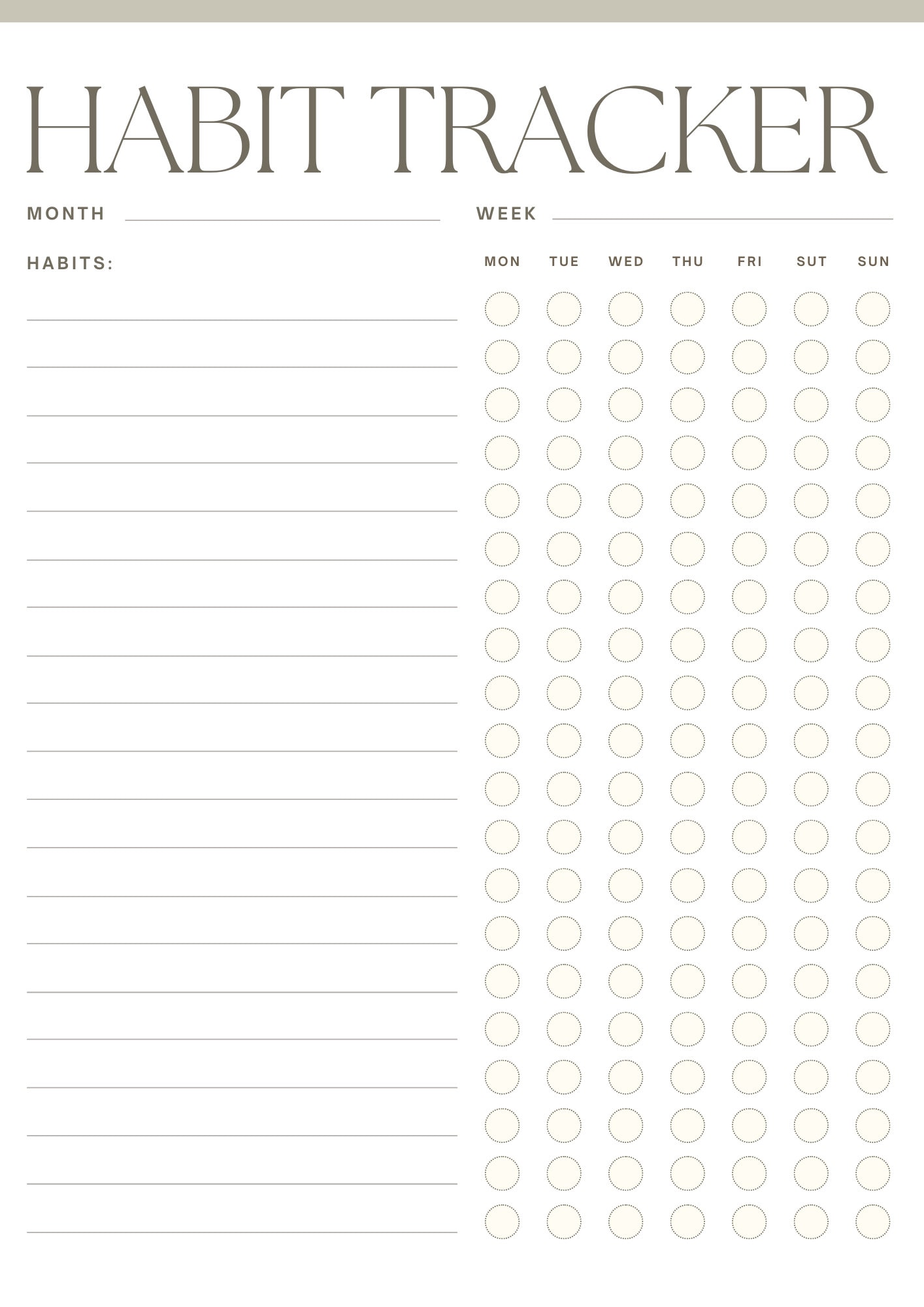 Monthly Habit Tracker Printable Portrait, Habit Tracker Template ...