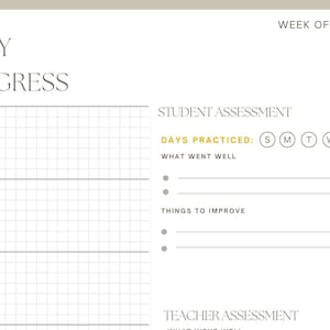 Music Daily Progress Progress, Music Assignment Sheet, Practice Tracker ...
