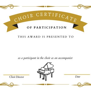 Chorus Fully EDITABLE Award Certificate! Mega Pack-5 Certificates ...