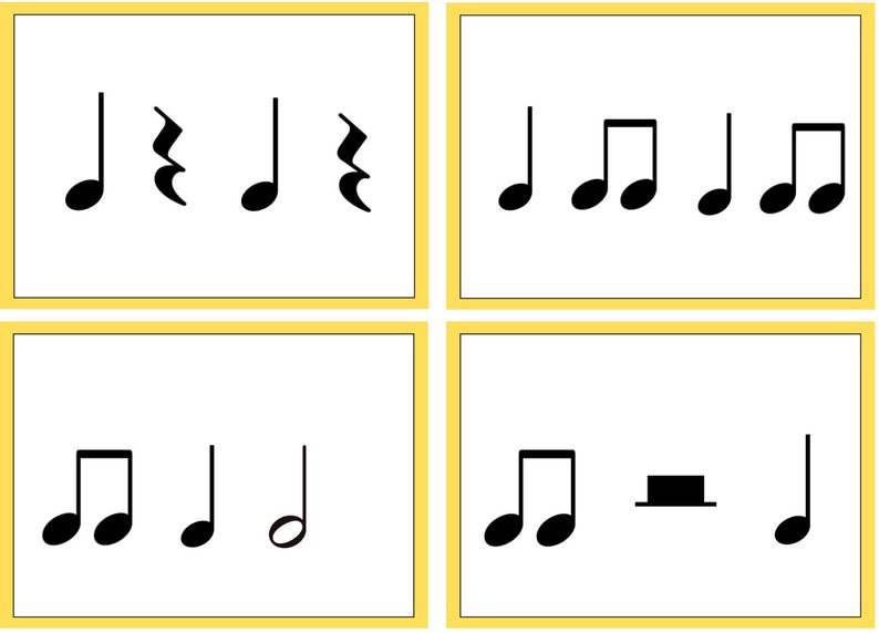 Rhythm Music Flash Cards. Elementary and Intermediate Skill Level, Clap ...