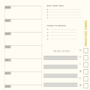 Music Weekly Goal, Assignment Sheet, Practice Tracker, Music Teacher ...