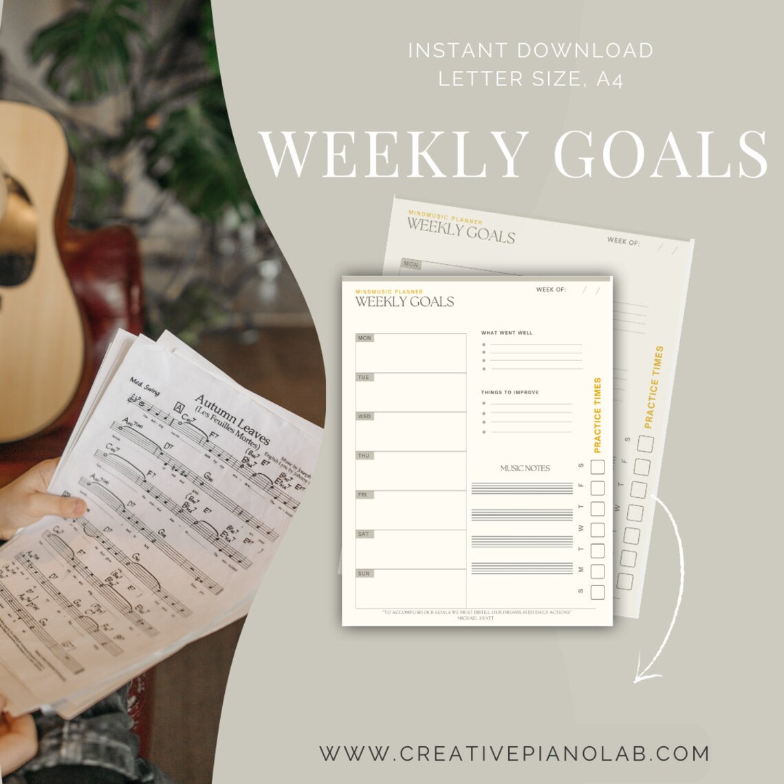 Music Weekly Goal, Assignment Sheet, Practice Tracker, Music Teacher ...