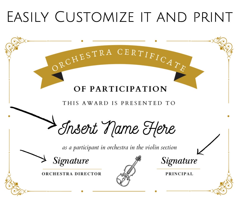 Orchestra Editable Certificate! Mega Pack-5 Certificates: Violin, Viola ...
