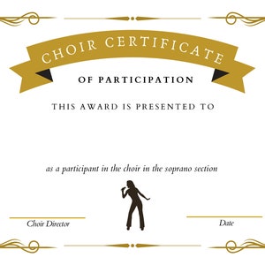 Chorus Fully EDITABLE Award Certificate! Mega Pack-5 Certificates ...