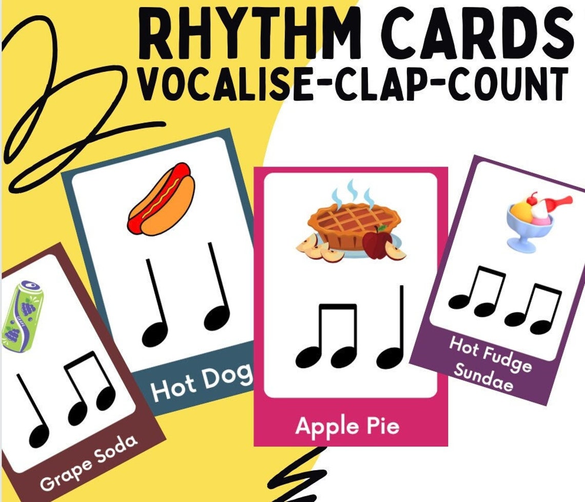 Rhythm Music Flash Cards. Vocalize-clap-count. Digital Basic Duration ...