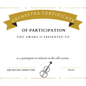 Orchestra Editable Certificate! Mega Pack-5 Certificates: Violin, Viola ...