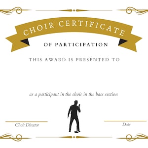 Chorus Fully EDITABLE Award Certificate! Mega Pack-5 Certificates ...