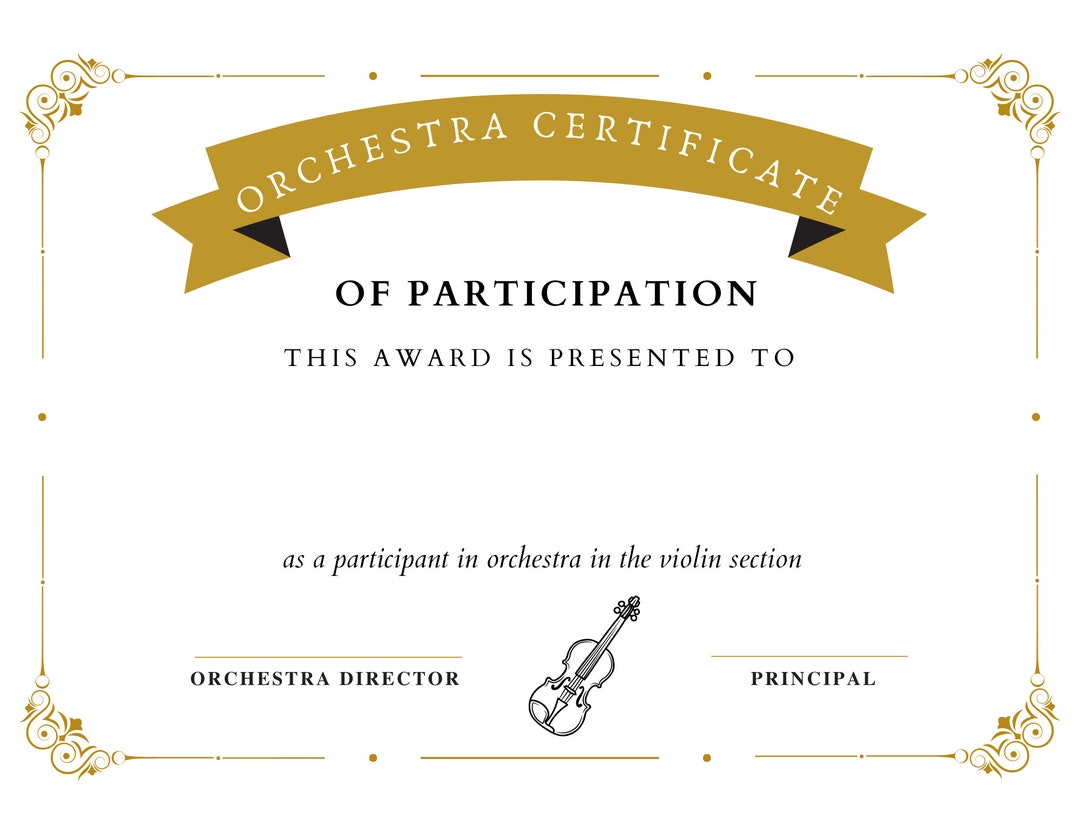 Orchestra Editable Certificate! Mega Pack-5 Certificates: Violin, Viola ...