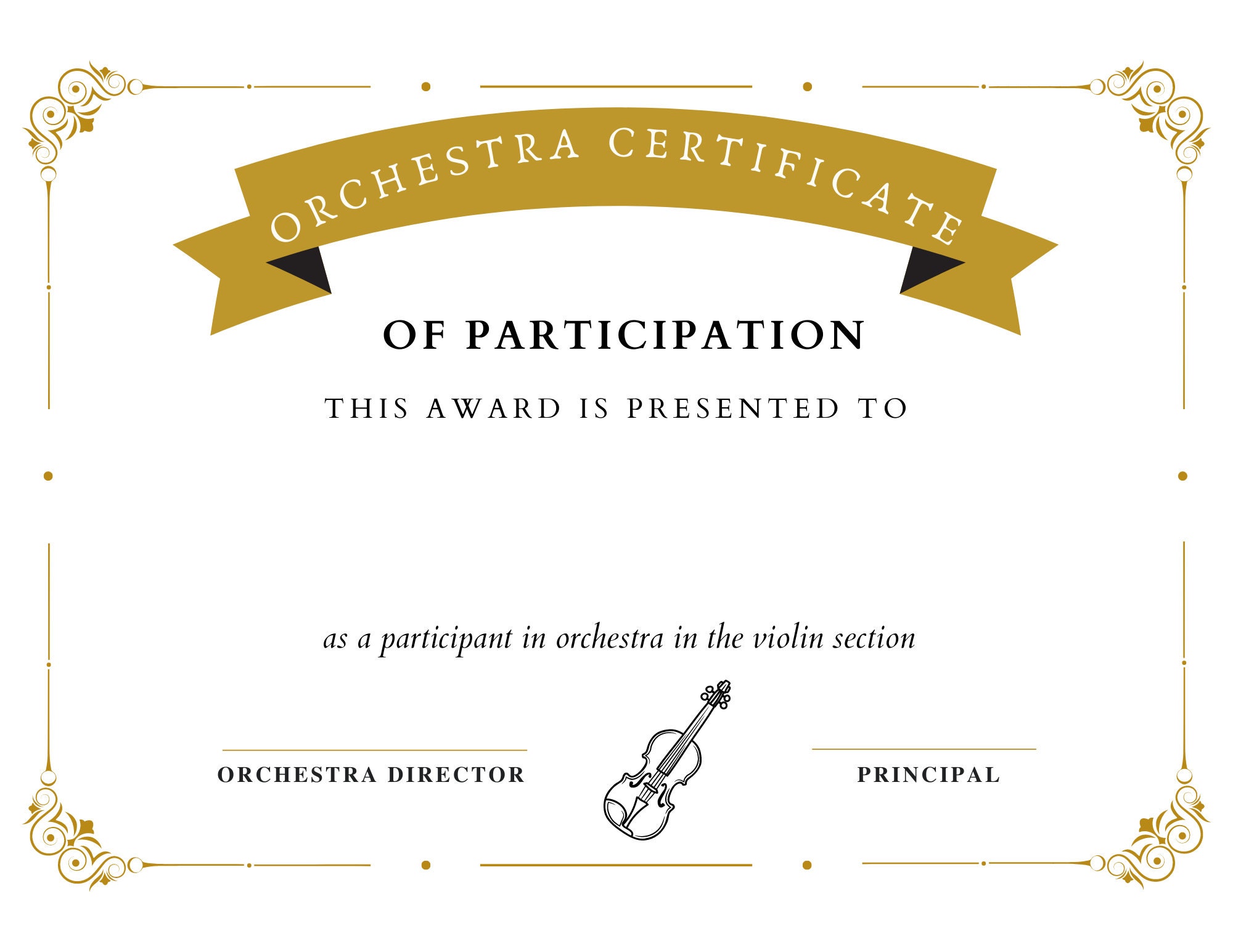 Orchestra Editable Certificate! Mega Pack-5 Certificates: Violin, Viola ...