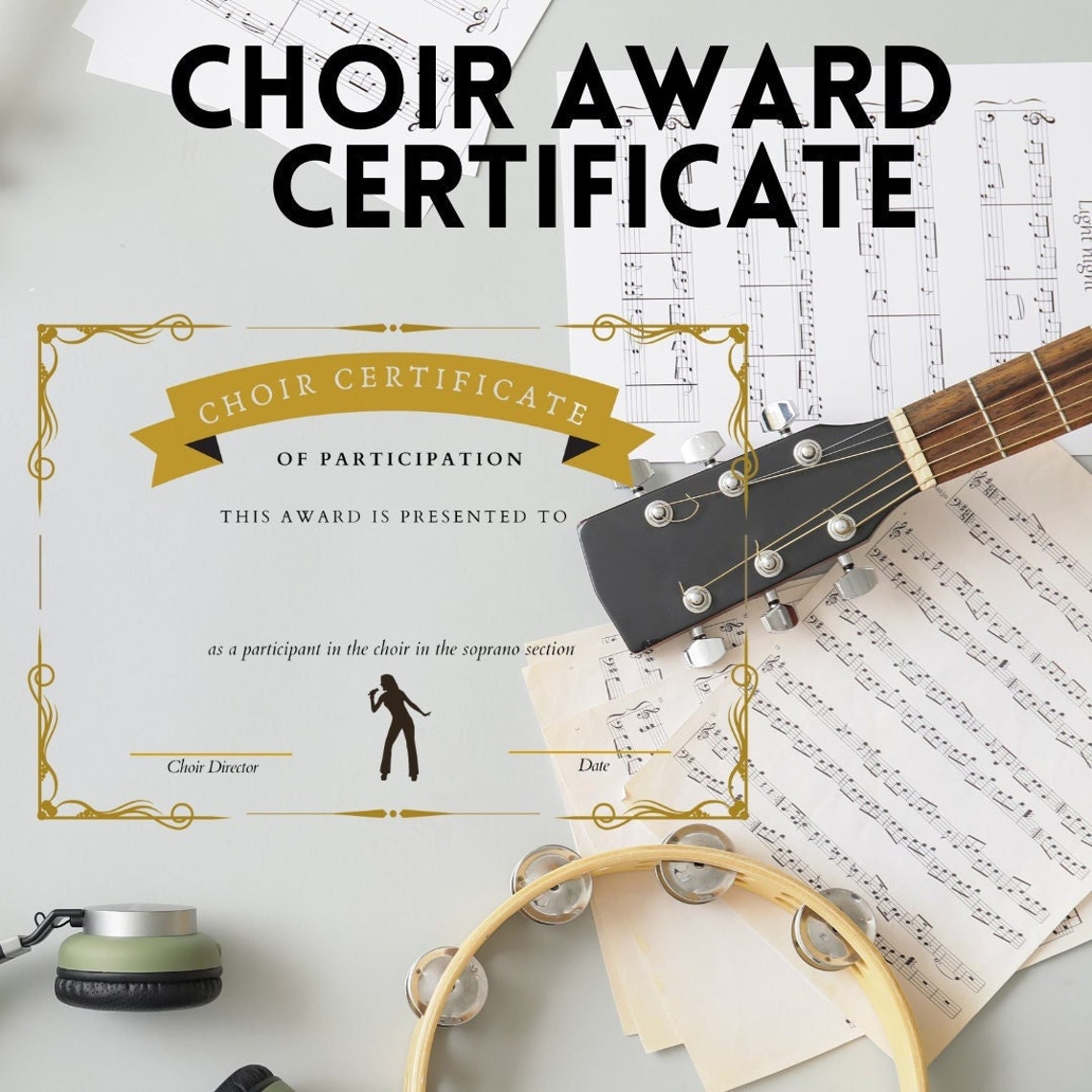 Chorus Fully EDITABLE Award Certificate Mega Pack-5 Certificates ...