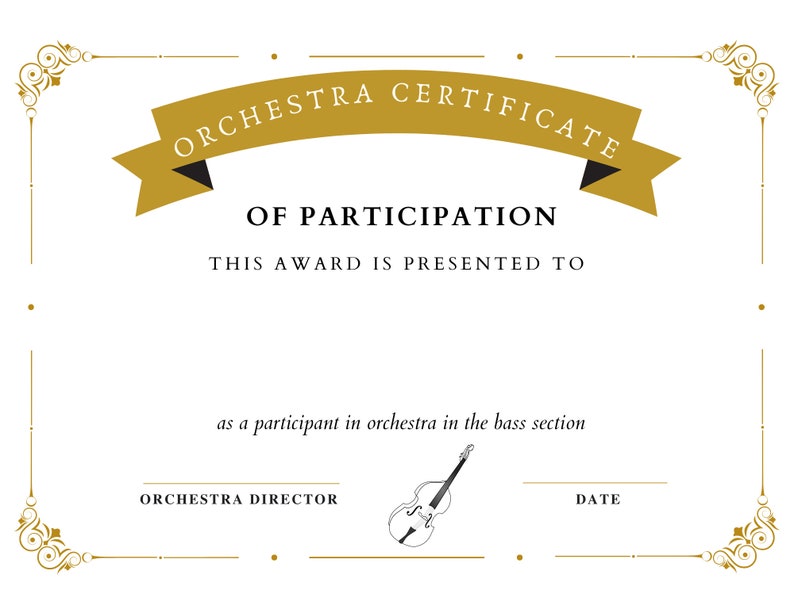 Orchestra Editable Certificate! Mega Pack-5 Certificates: Violin, Viola ...
