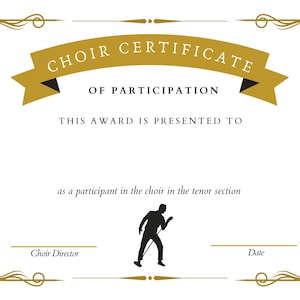 Chorus Fully EDITABLE Award Certificate! Mega Pack-5 Certificates ...