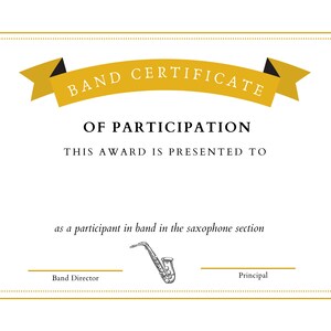 Band Editable Certificates! Mega Pack-21 Certificates: Woodwind, Brass ...